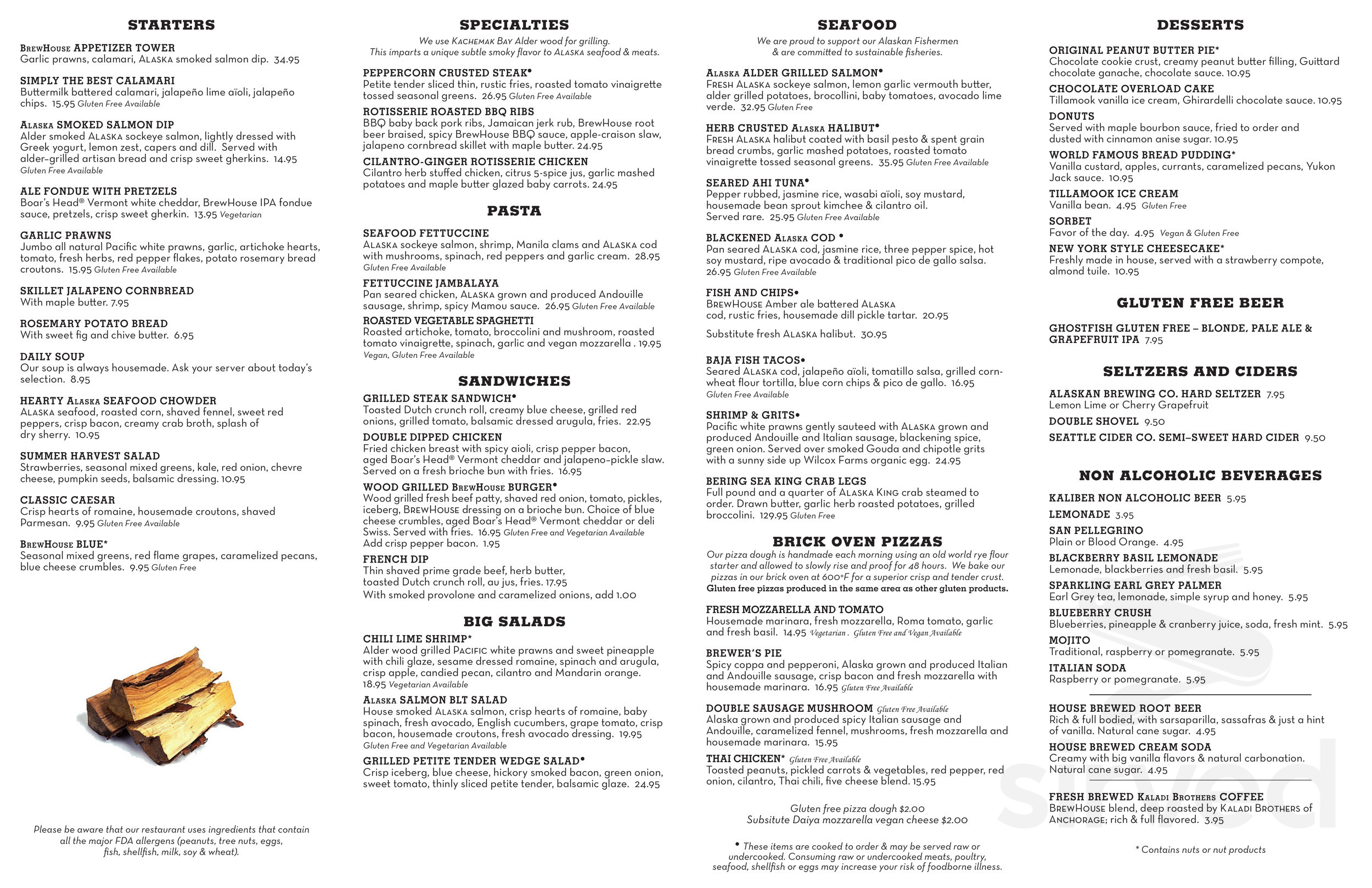 Glacier Brewhouse menus in Anchorage, Alaska, United States