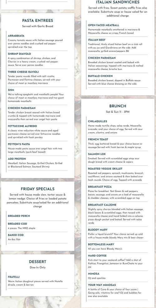 Riverfront Pizzeria Bar & Grill menu in Milwaukee, Wisconsin, USA