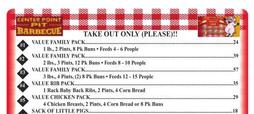Menu for Center Point Barbecue in Hendersonville, TN | Sirved