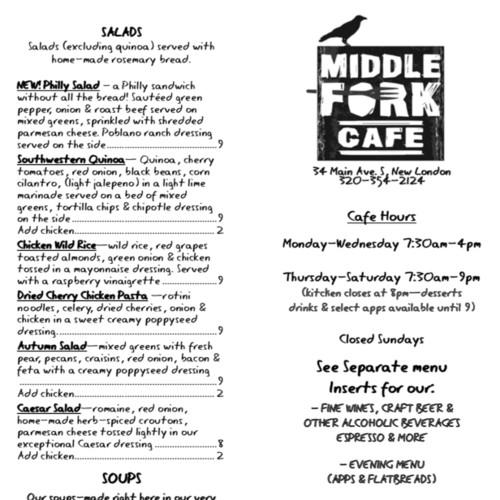 Sweet River Cafe menu in New London, Minnesota, USA