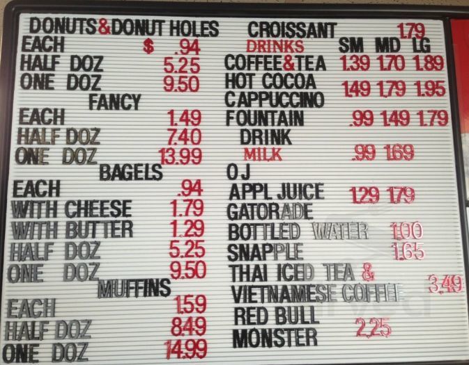 DK Donuts & Burgers menu in Oxford, Michigan, USA