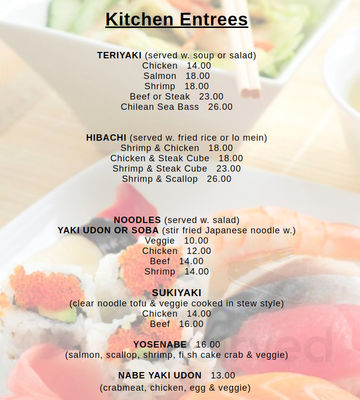 Menu - Mt Vernon NY's Yoshino Asian Fusion | Sirved