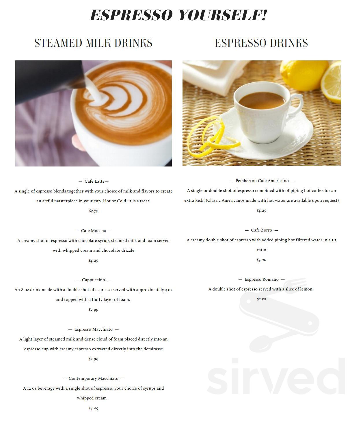 Pemberton Coffeehouse menu in Salisbury, Maryland, USA