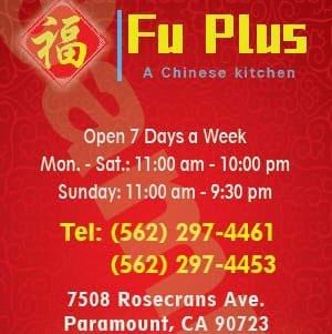 Menu for Fuplus Chinese Kitchen in Paramount, CA | Sirved