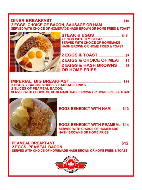 Imperial Diner Leamington menu in Leamington, Ontario, Canada