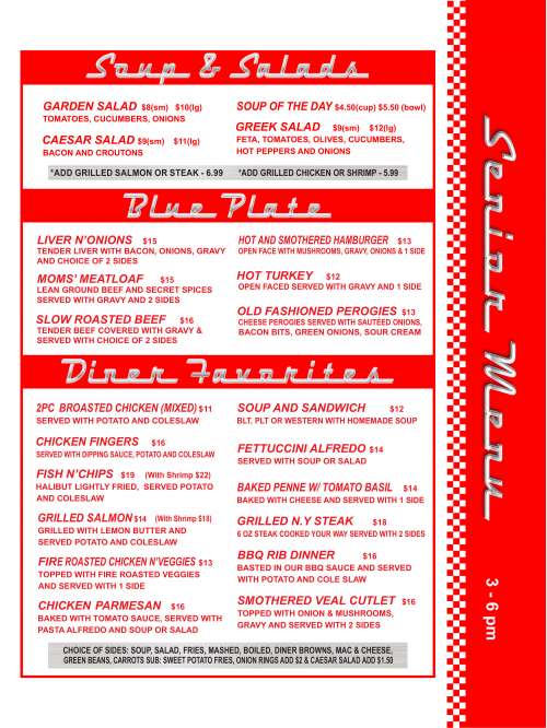 Imperial Diner Leamington menu in Leamington, Ontario, Canada