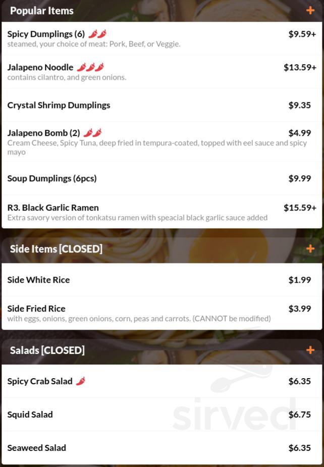 Fun Noodle Bar Amarillo menu in Amarillo, Texas, USA