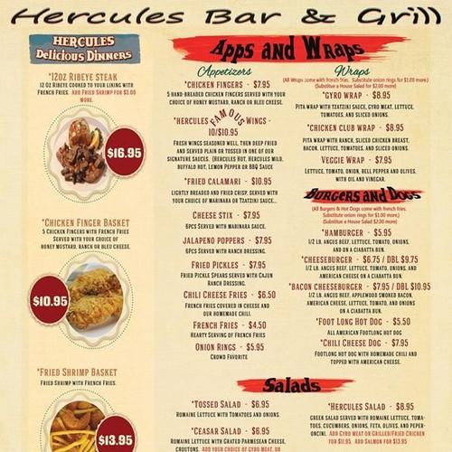 Hercules Bar & Grill menu in Savannah, Georgia, USA