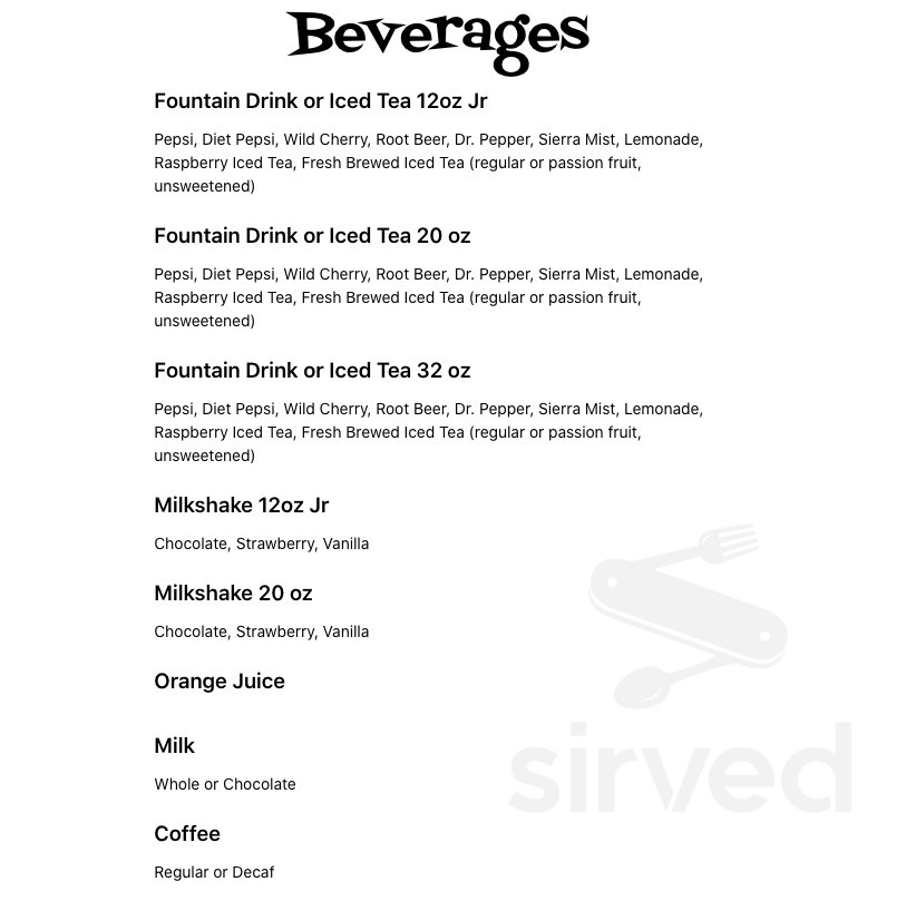 Telly's Charburgers menu in Santa Clarita, California, USA