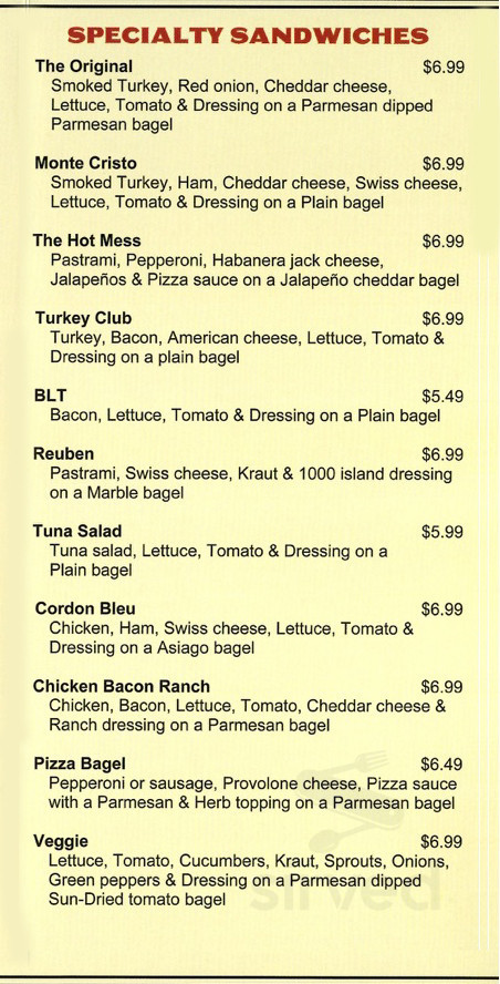 Broadway Bean and Bagel Co. menu in Minot, North Dakota, USA