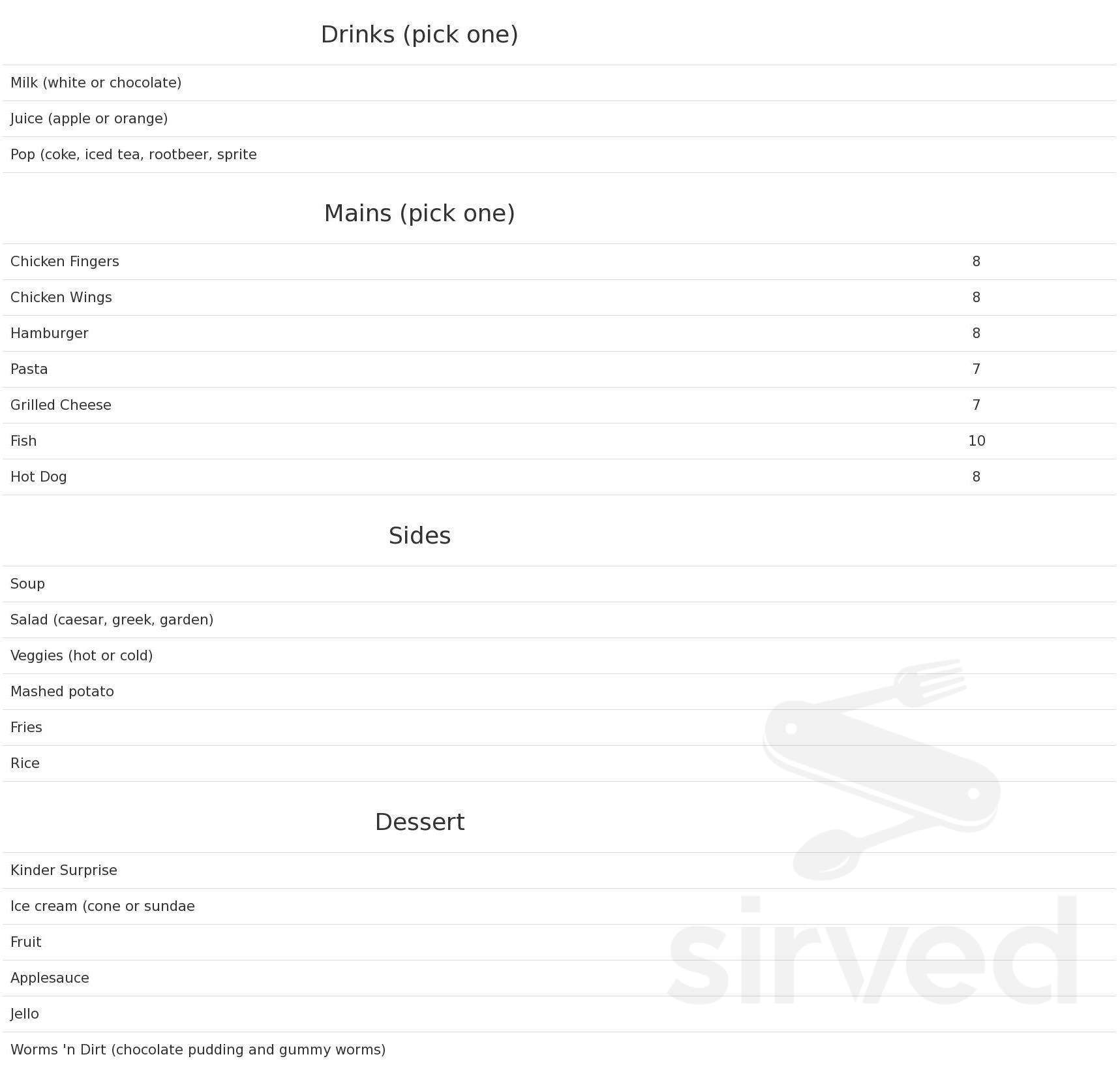 Steven's Bar-B-Q Restaurant menu in Markdale, Ontario, Canada