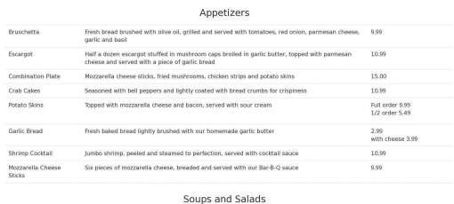 Menu for Steven's Bar-B-Q Restaurant in Markdale, ON | Sirved