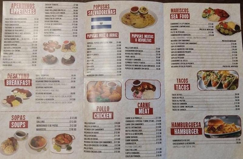 Menu - Trenton NJ's Pupuseria y Restaurante La Bendición | Sirved