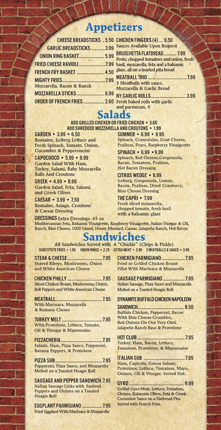 Pizzeria Azzurri menu in Cumming, Georgia, USA