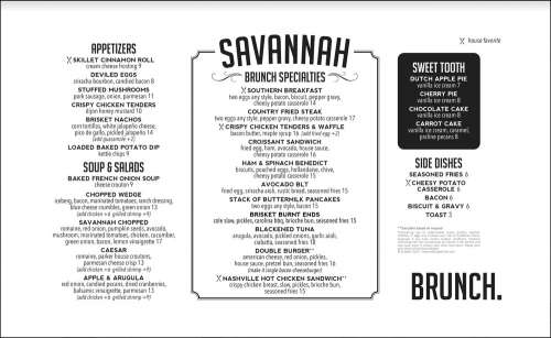 Savannah Supper Club menu in Chicago, Illinois, USA