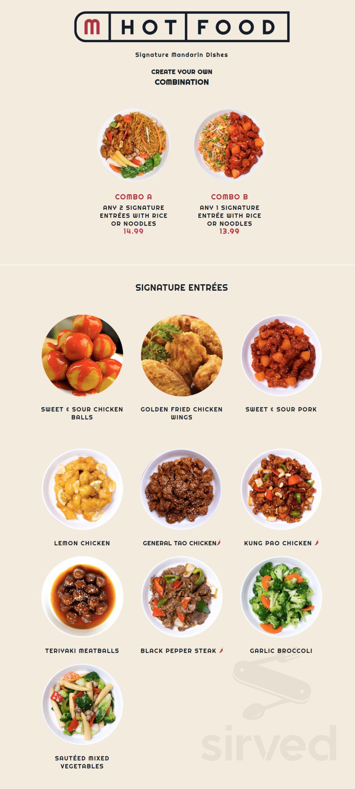 M2GO by Mandarin (Burlington) menu in Burlington, Ontario, Canada