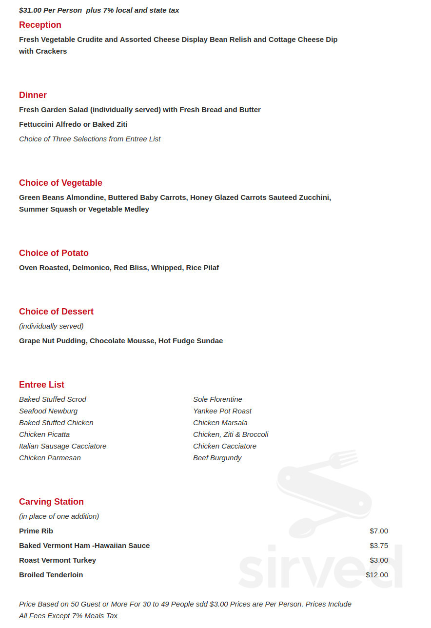 Continental Restaurant menu in Saugus, Massachusetts, USA