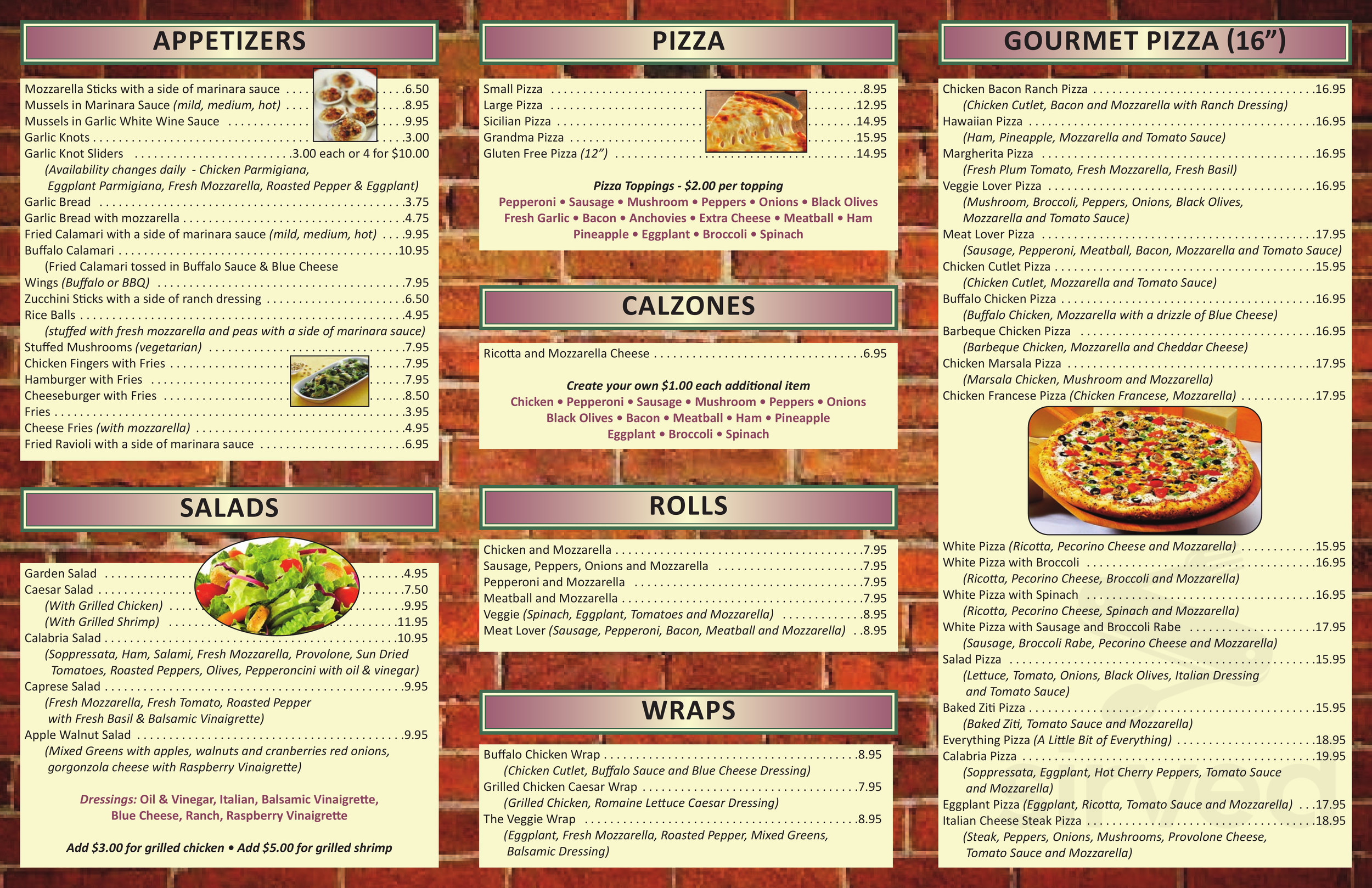 Calabria Pizza menu in Oradell, New Jersey, USA