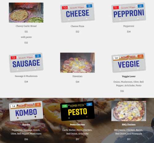 Kombi Pizza Company menu in Folsom, California, USA