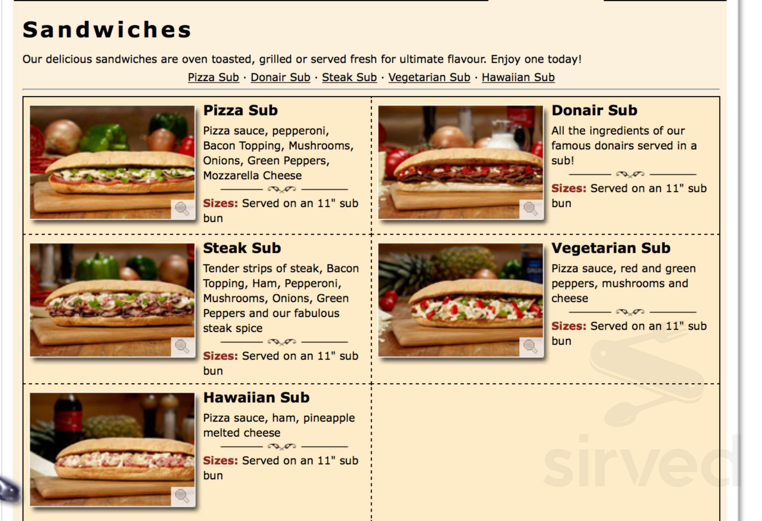 Menu - Rothesay NB's Pizza Shack | Sirved