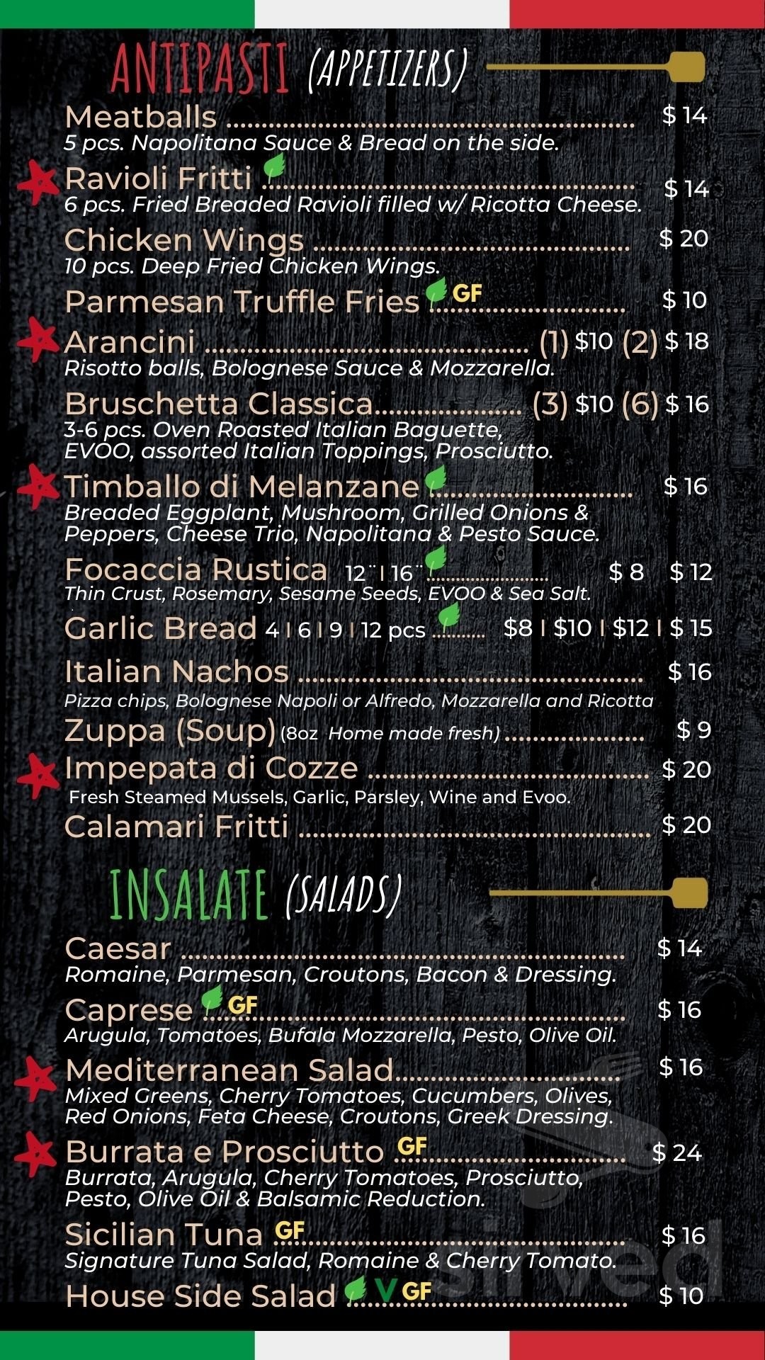 Menu - Miami FL's Pizzillo Pizza - Pasta - Panini | Sirved