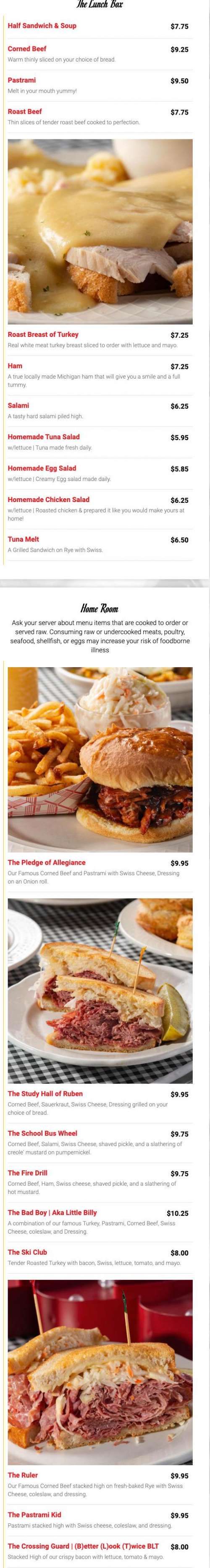 Old School Deli menu in Roseville, Michigan, USA