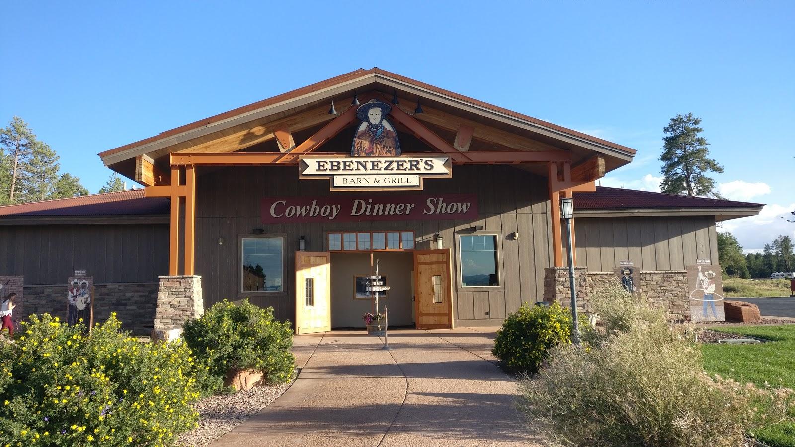 Ebenezer's Barn and Grill Dinner Show menu in Bryce Canyon City, Utah, USA