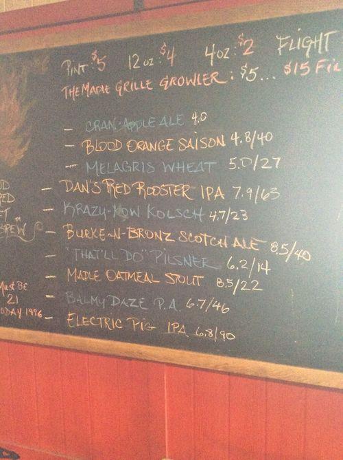 The Maple Grille Restaurant and Microbrewery menu in Hemlock, Michigan, USA