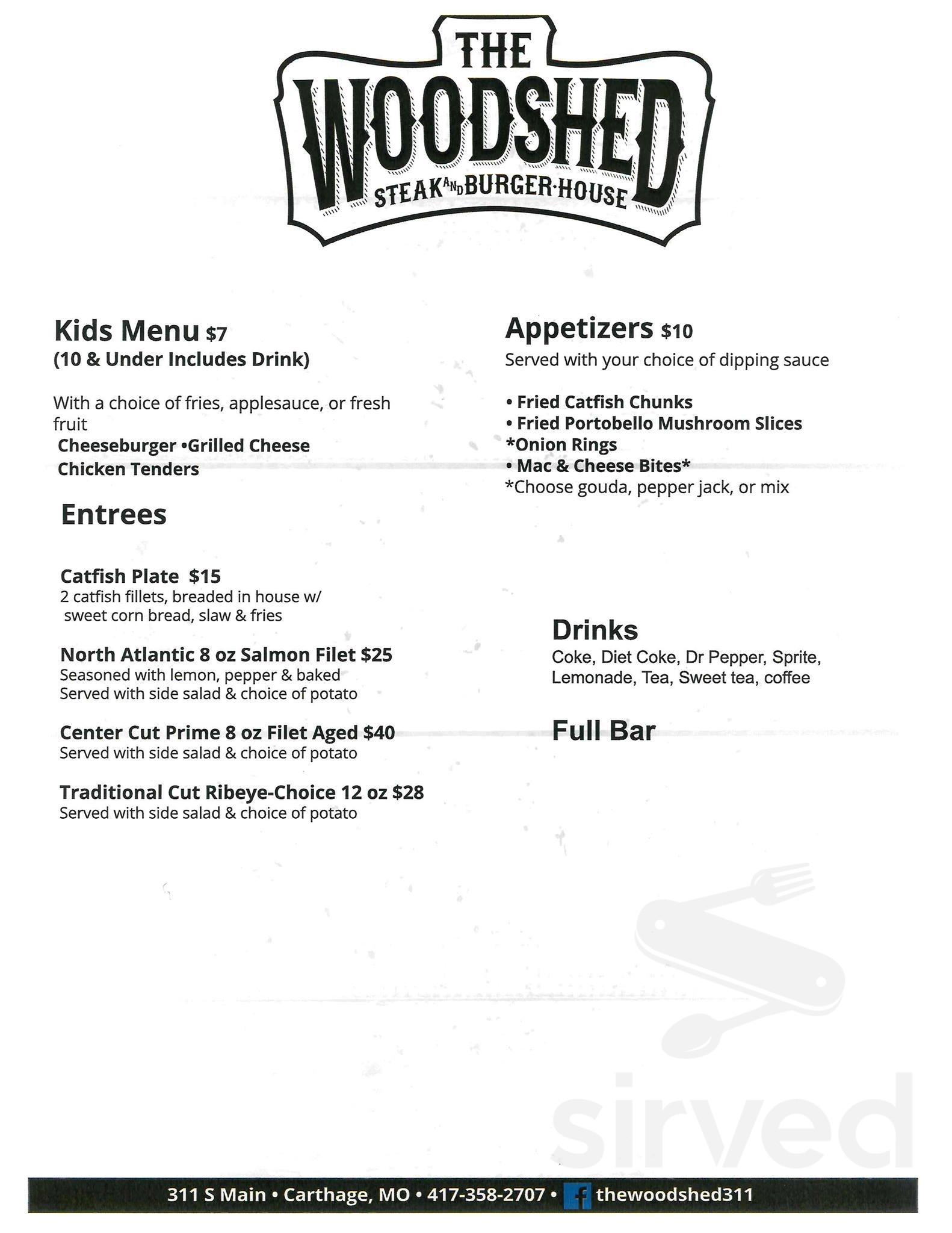 Cherry's Art Emporium and The Woodshed Menu - Carthage, Missouri | Sirved