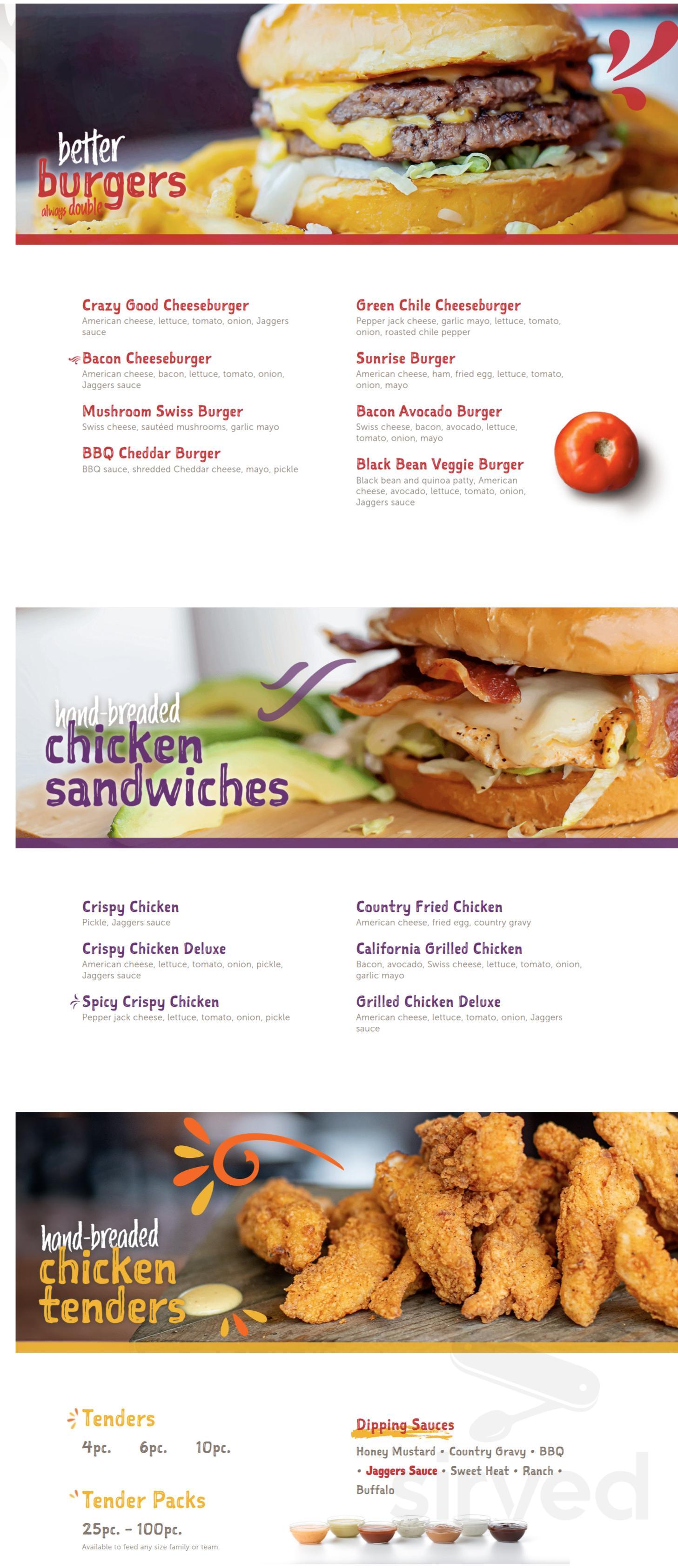 Jaggers menu in Indianapolis, Indiana, USA