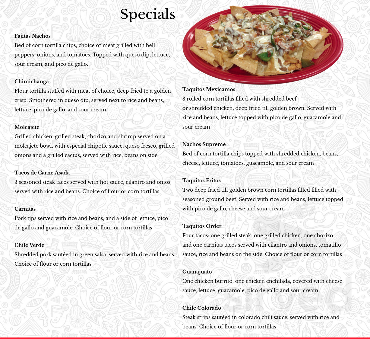 Menu for El Centenario in Camdenton, MO | Sirved