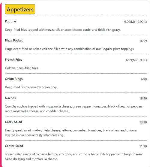 Cow Bay Pizza and Variety menu in Eastern Passage, Nova Scotia, Canada