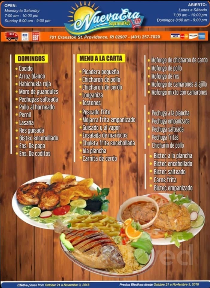 Menu - Providence RI's Nueva Era Supermarket | Sirved