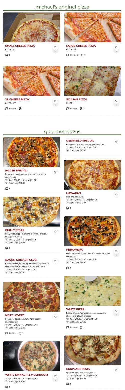Michaels Pizzeria menu in Deerfield Beach, Florida, USA