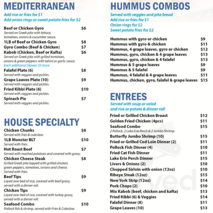 Menu for River Diner in Toledo, OH | Sirved