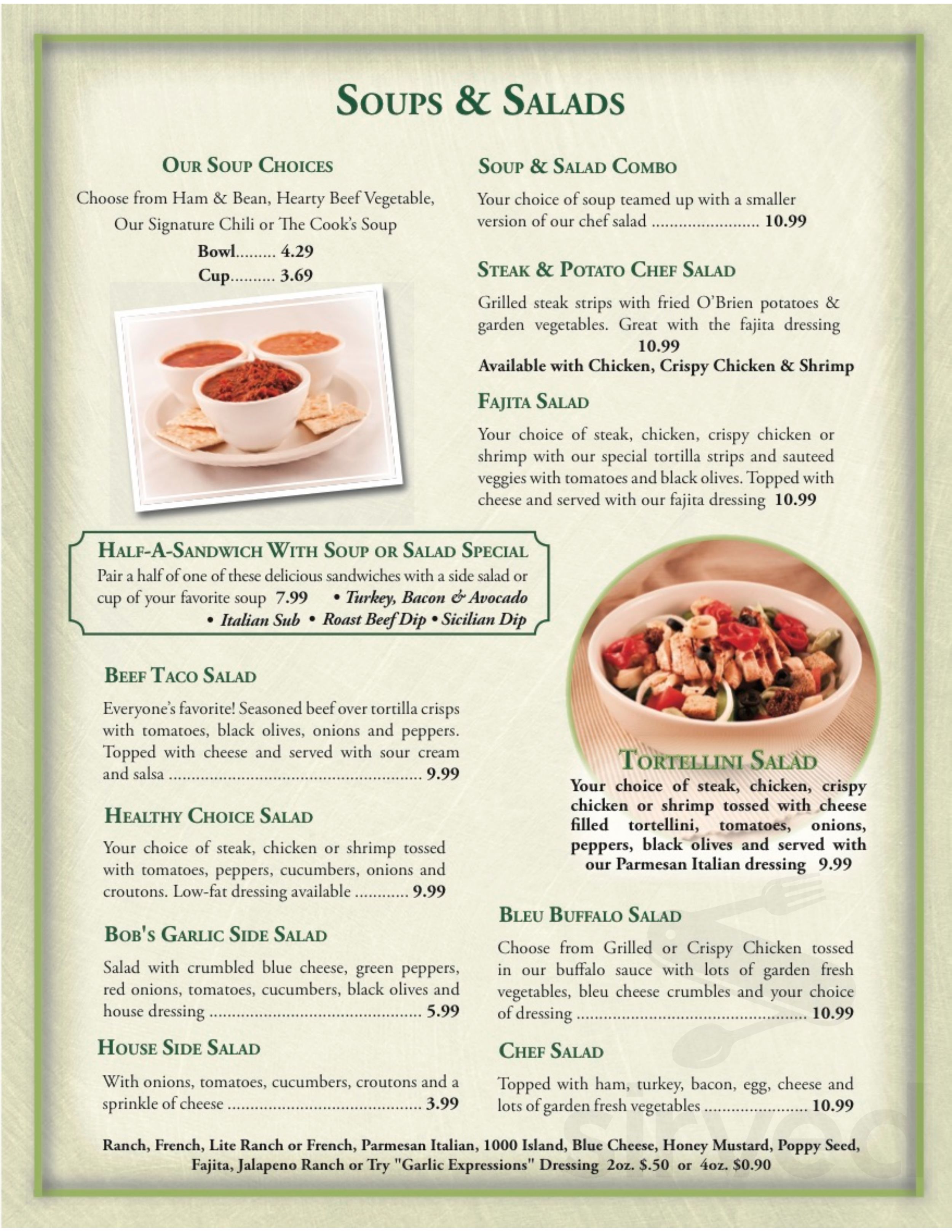 Bob's Tavern & 19th Hole menus in South Bend, Indiana, United States