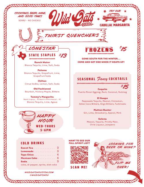 Wild Oats menu in Houston, Texas, USA