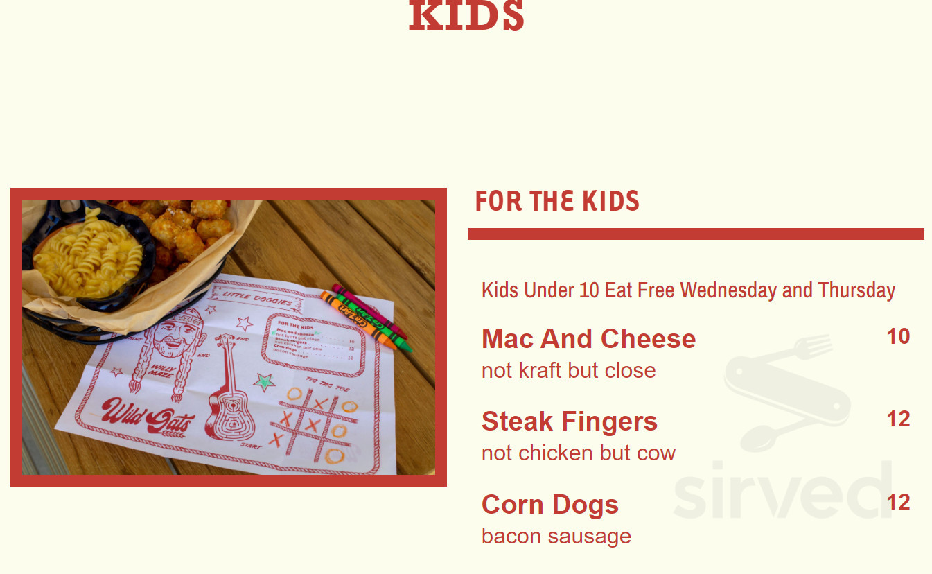 Wild Oats menu in Houston, Texas, USA