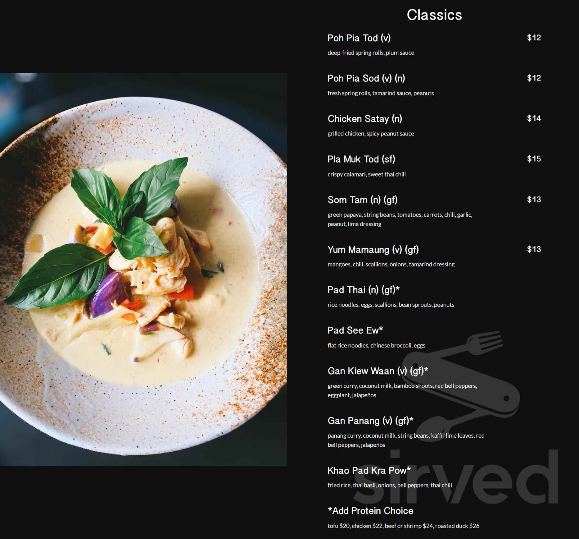 Sabai Thai menu in New York, New York, USA