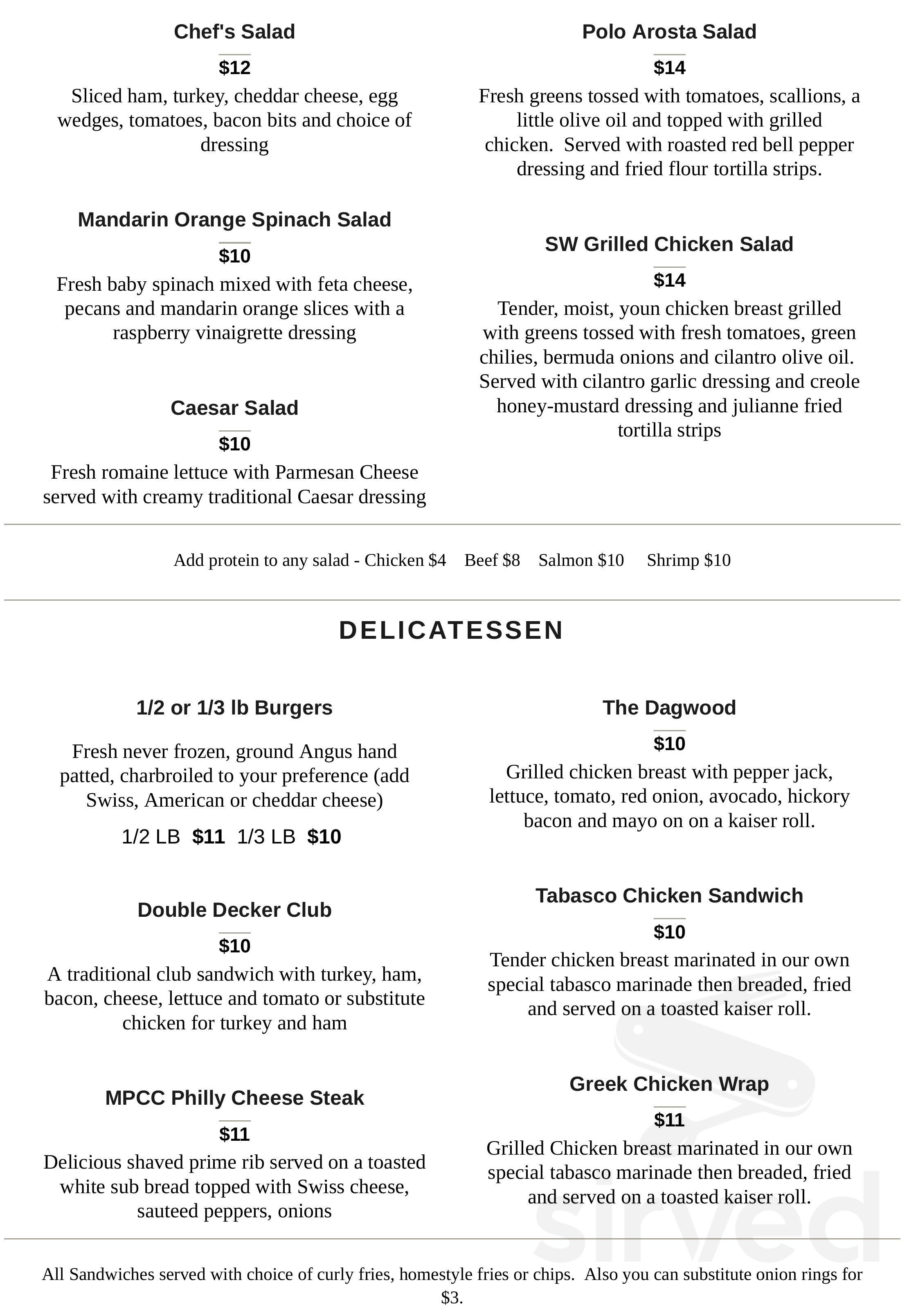 Mount Pleasant Country Club menus in Mt Pleasant, Texas, United States