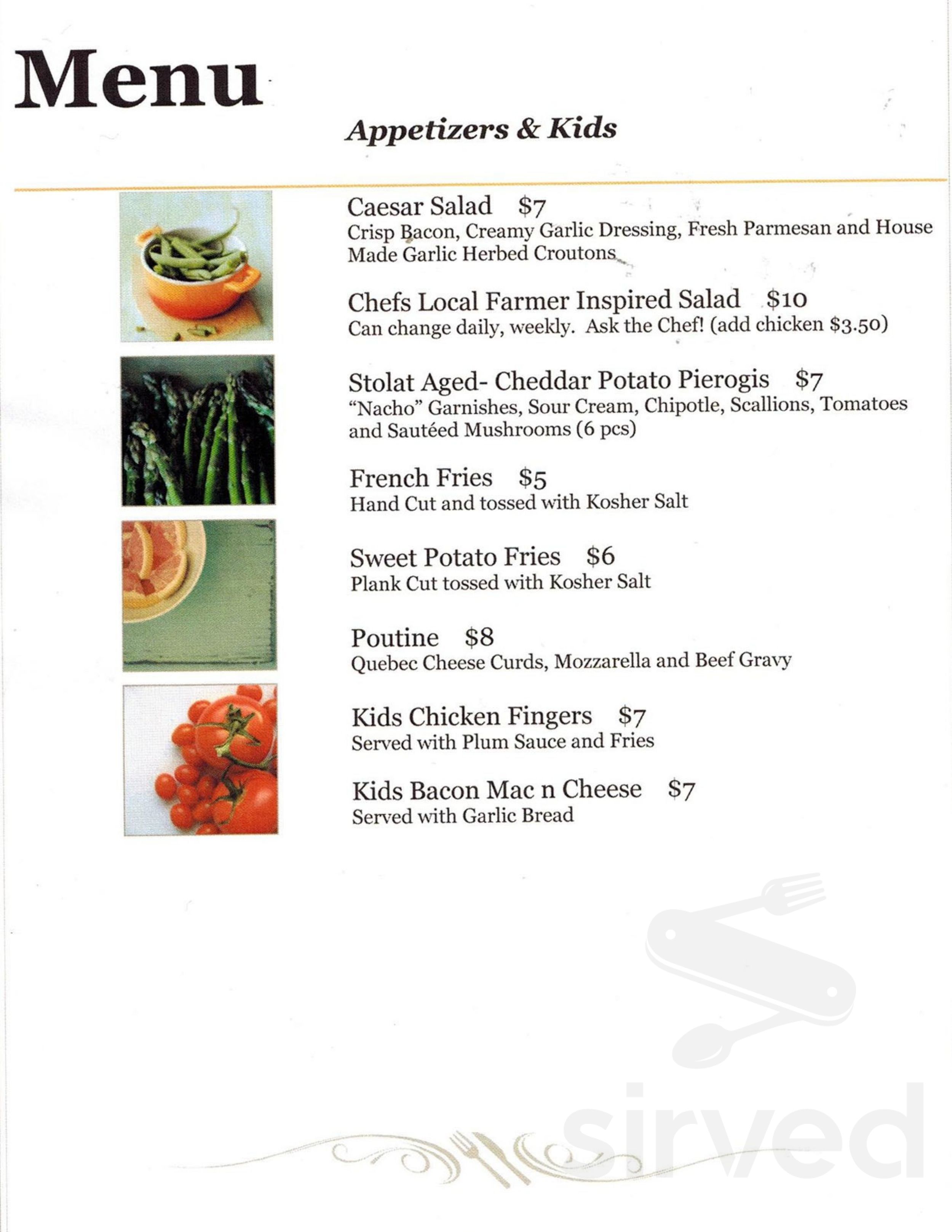 The Field House Restaurant menu in Scotland, Ontario, Canada