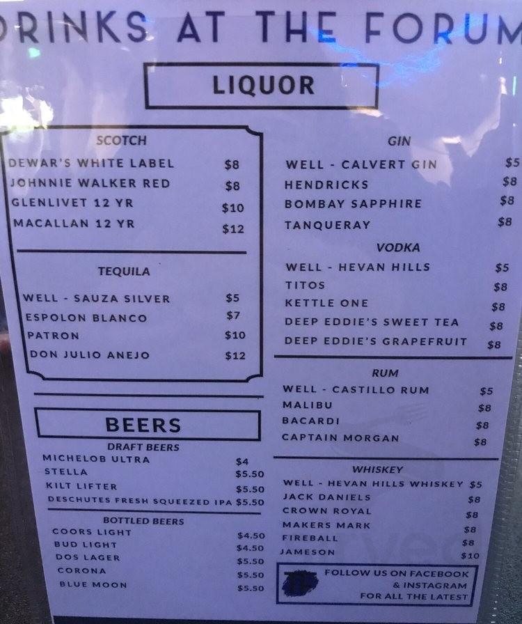 The Forum menus in Chandler, Arizona, United States