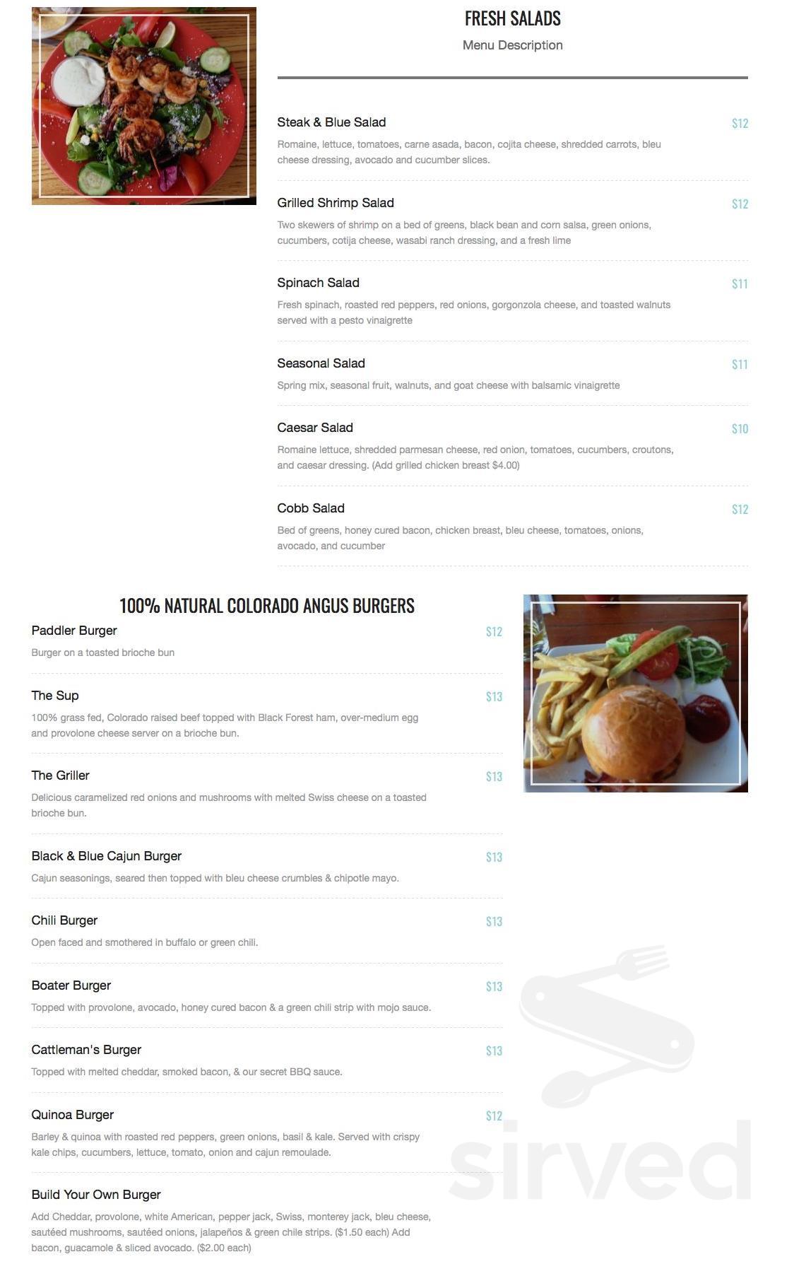 Boathouse Cantina menu in Salida, Colorado, USA