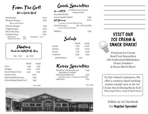 World Famous Dock Lunch menu in Penetanguishene, Ontario, Canada