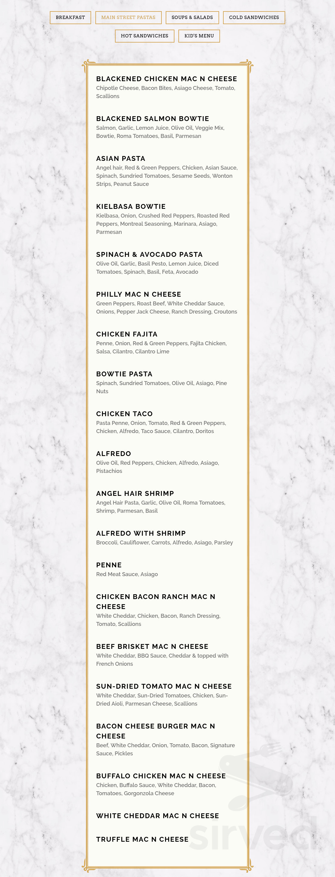 Main Street Cafe & Bakery menus in Ankeny, Iowa, United States