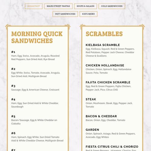 Main Street Cafe & Bakery menu in Ankeny, Iowa, USA