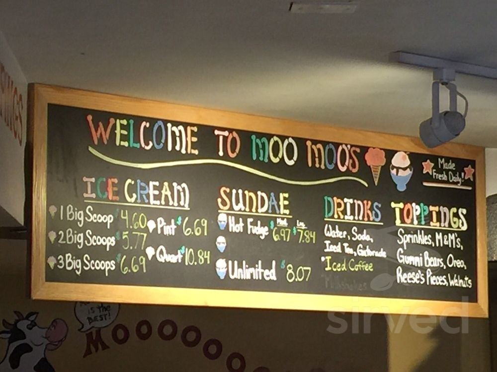 Moo Moo's Creamery - The World's Best Ice Cream Shop menu in Cold ...