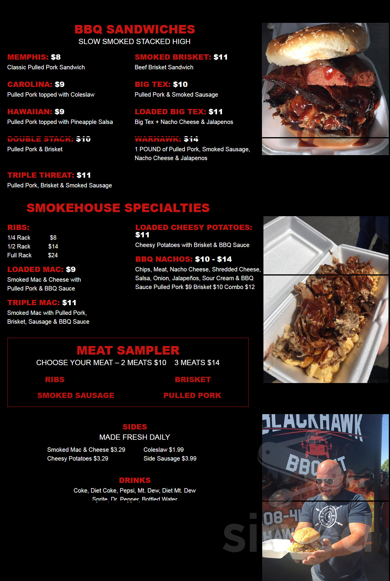Menu for Blackhawk BBQ Pit in Blackfoot, ID | Sirved
