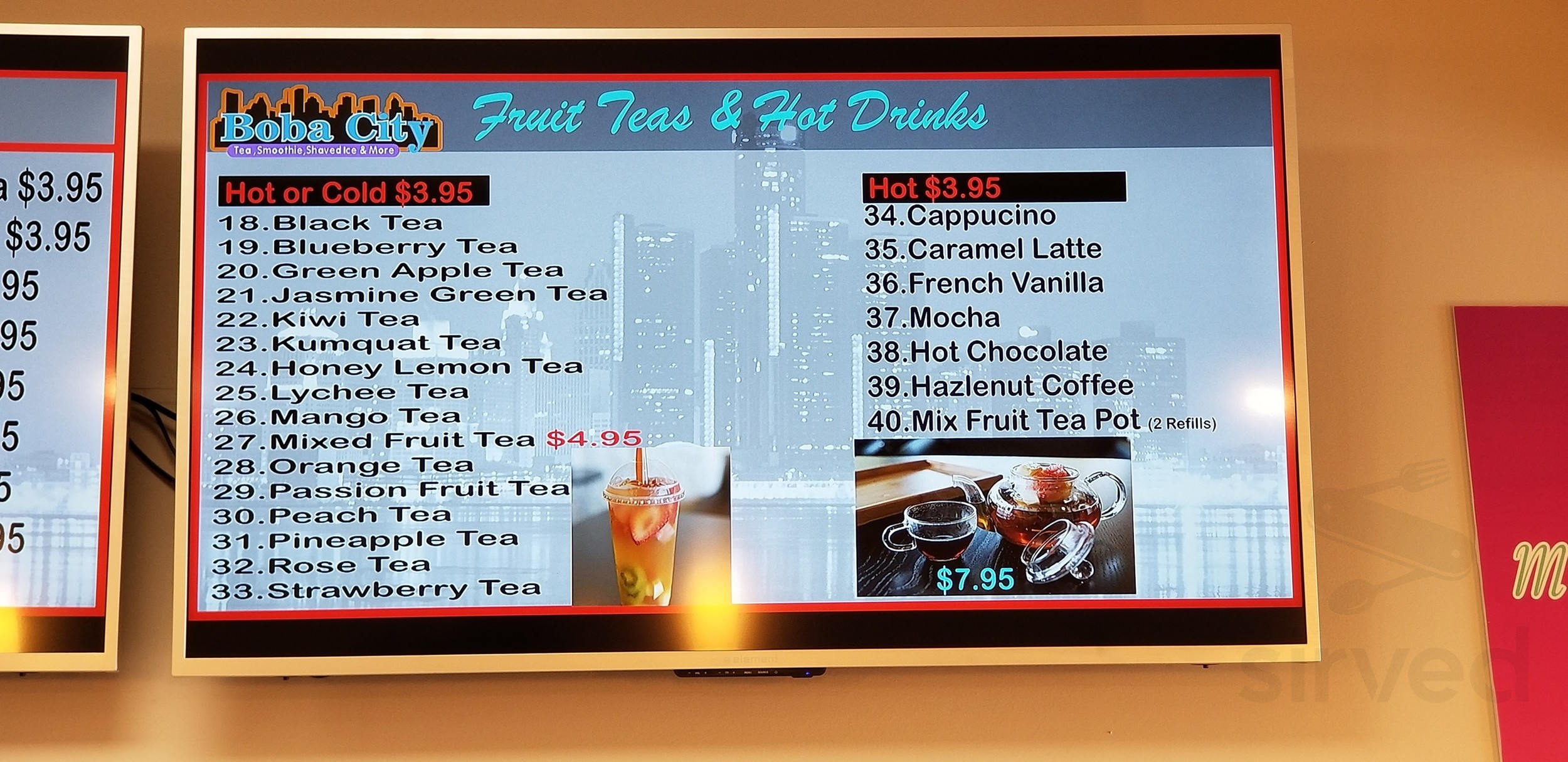 Boba City menu in Houston, Texas, USA