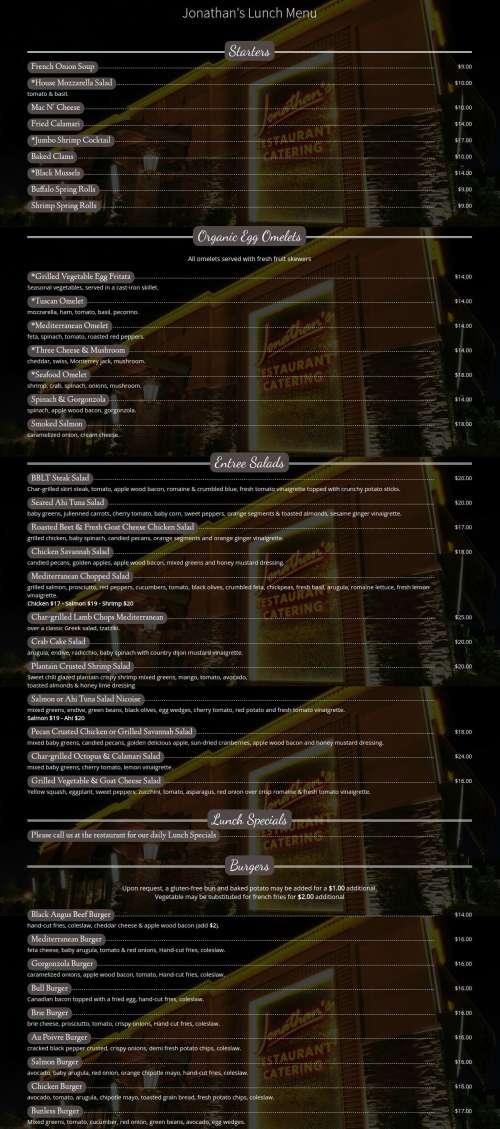 Jonathan's Restaurant | New Hyde Park menu in New Hyde Park, New York, USA